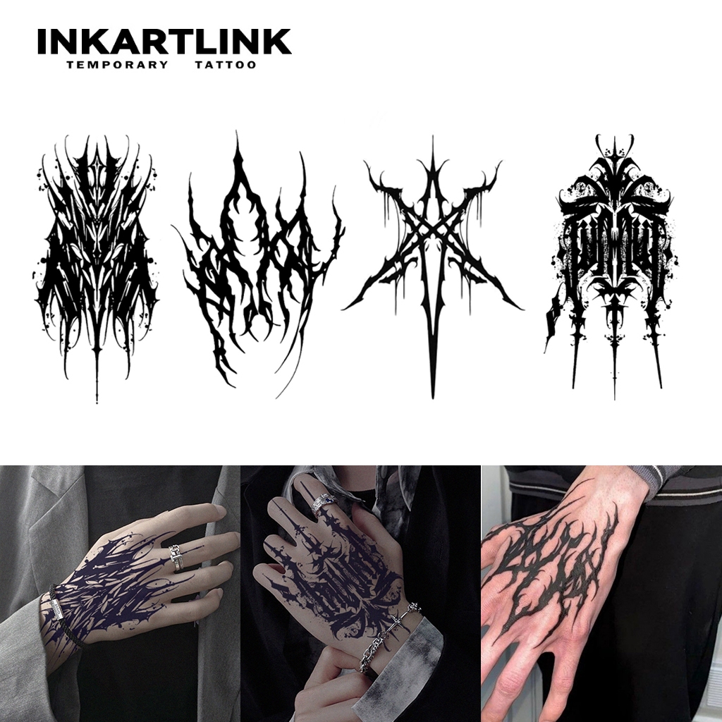 Inkartlink Abstract Fluid Geometry Temporary Tattoo Stickers for Men ...