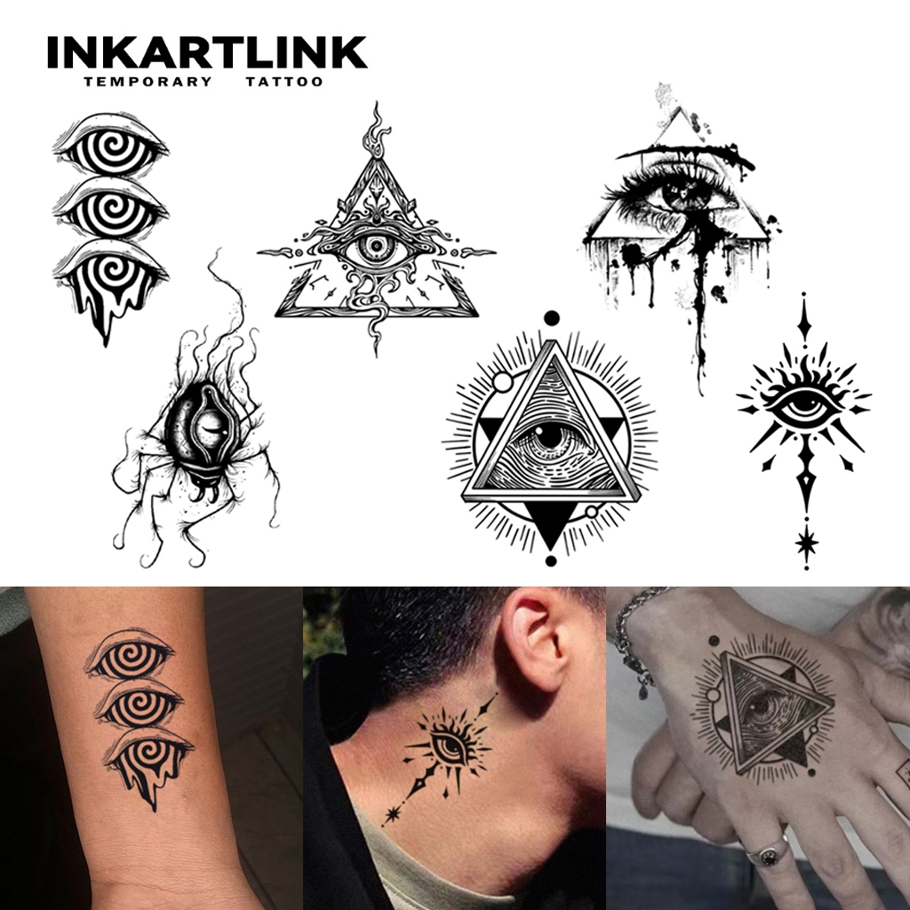 Inkartlink Eye of Heaven & Evil Eyes Temporary Tattoo Stickers, Waterproof Long-lasting Hand ...