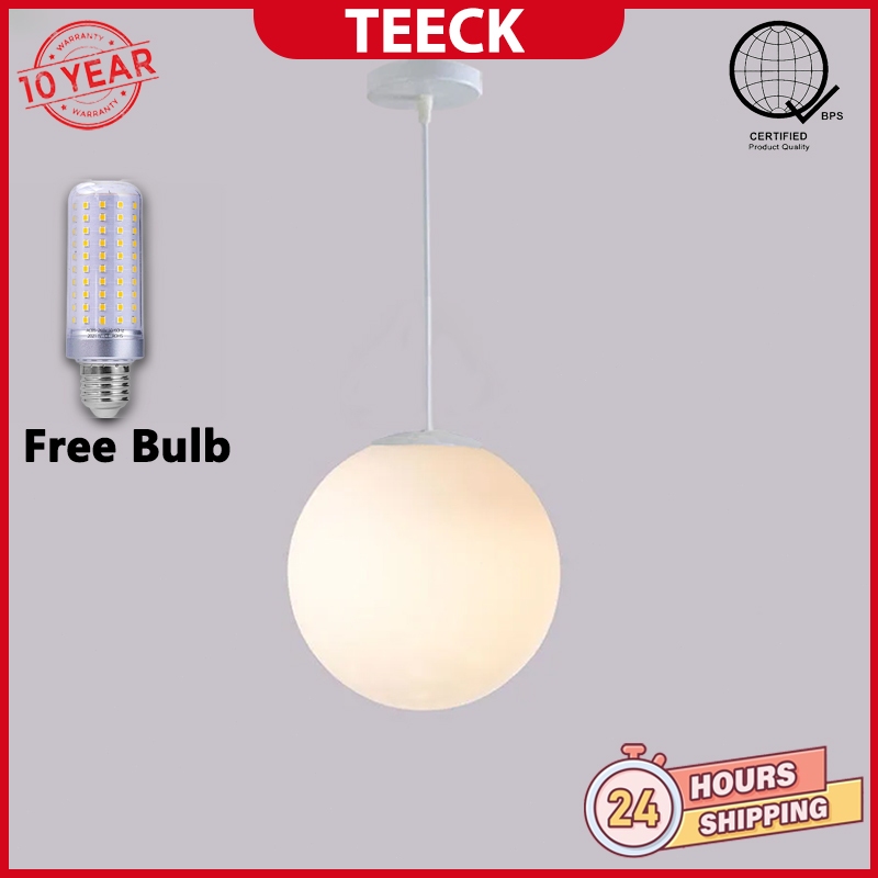 TEECK Free Bulb Pendant Light Modern Retractable Glass ball Chandelier ...