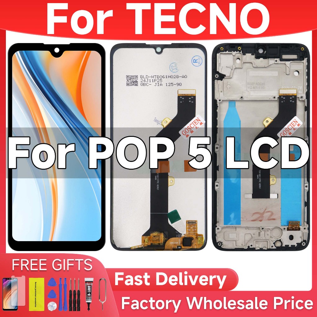 Tecno POP 5 BD2 BD2p BD2d LCD Display Touchscreen POP5 with Frame ...