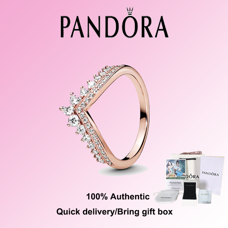 PANDORA Rose Gold Princess Wishbone Ring | Shopee Philippines