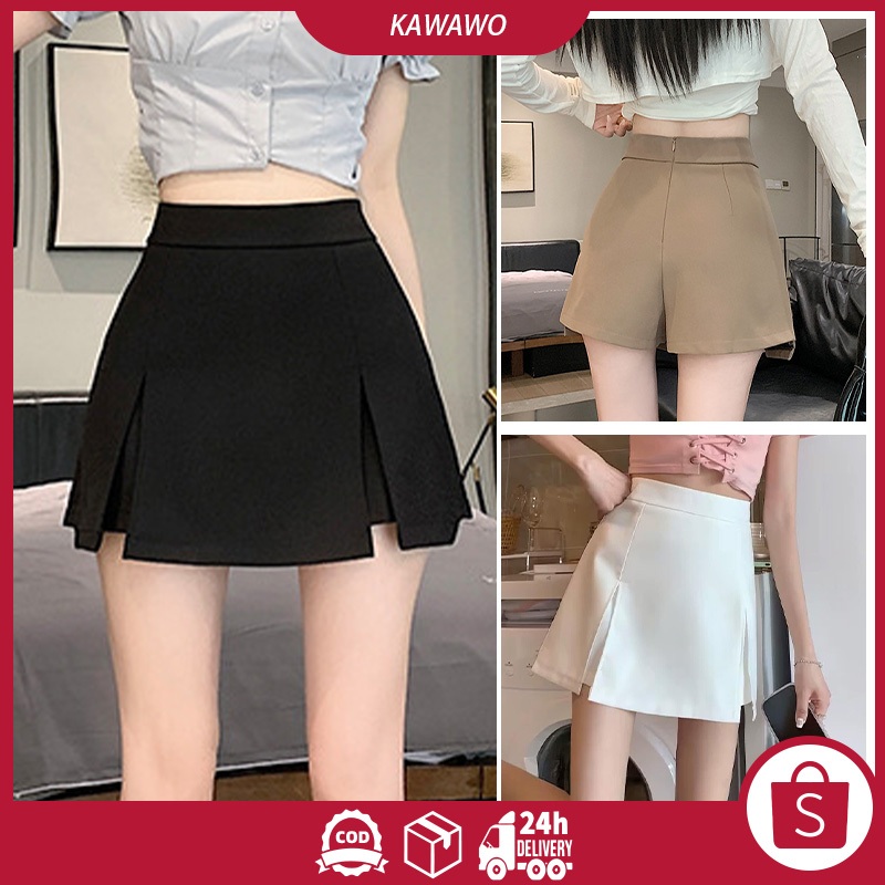 Skort Palda for Woman Black White Skirt Shorts Korean High Waist Shorts ...