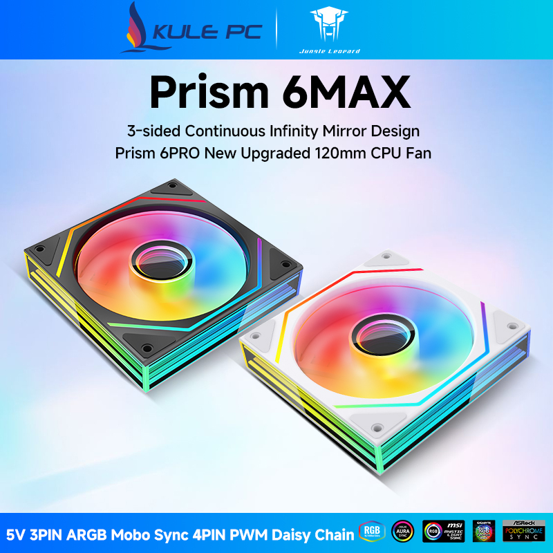 Jungle Leopard Prism 6MAX ARGB CPU Fan 120mm Black White 3 Side Infinity Mirrors PC Cooler Fan ...