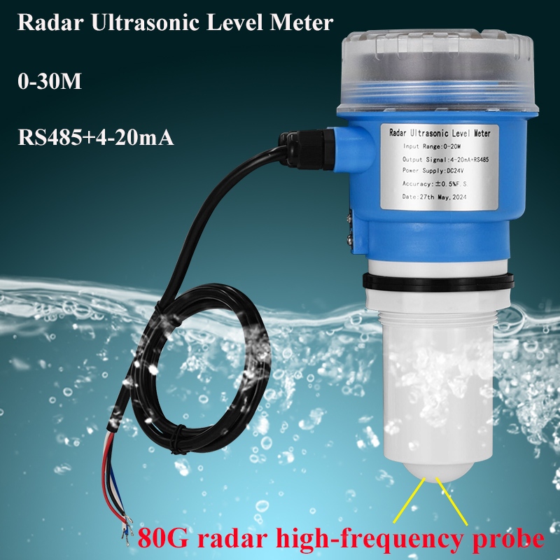 80G Radar Level Meter Digital Water Tank Ultrasonic Level Sensor 4 20mA ...