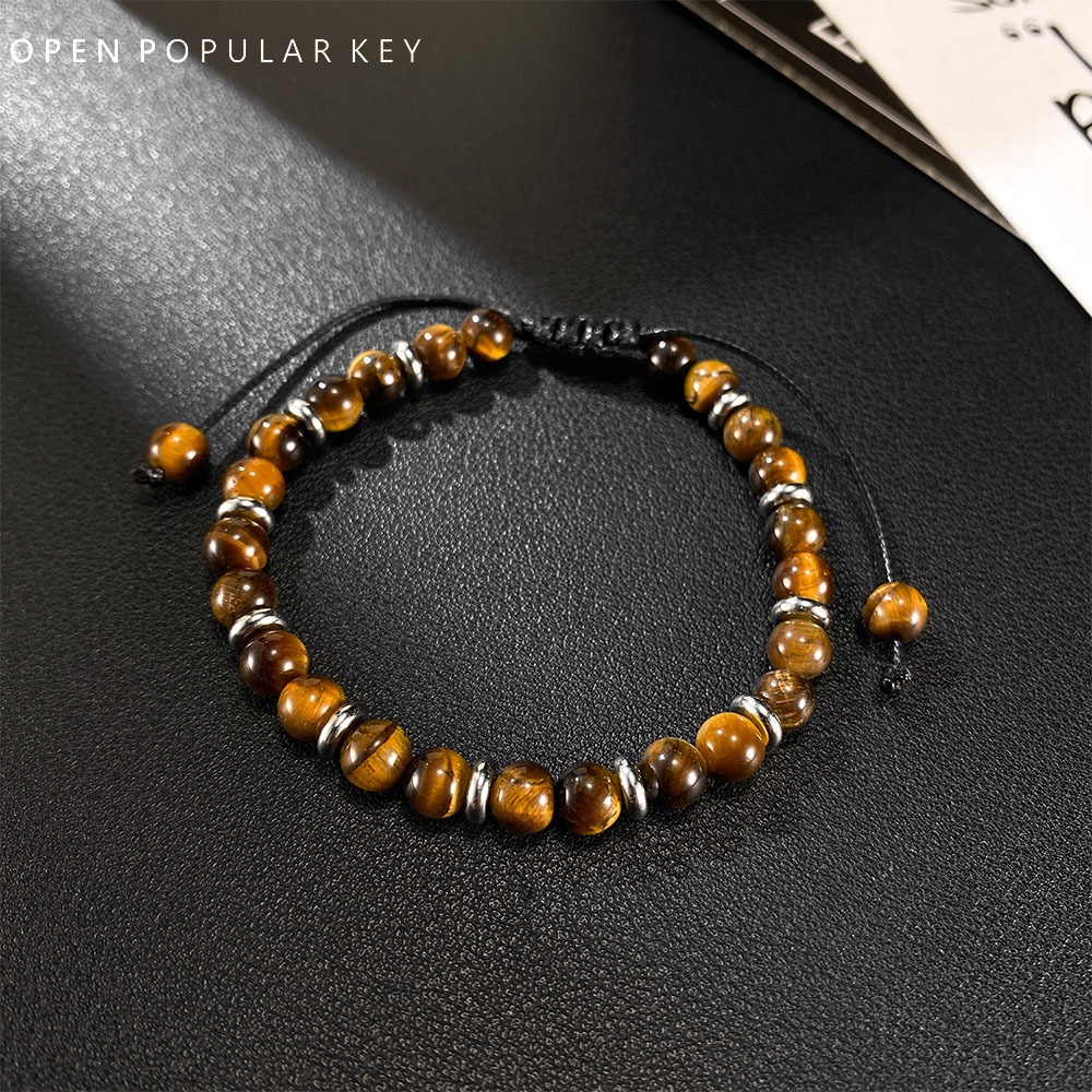 OPK Bracelet For Men Original Natural Gemstone Vintage Beads Drawstring ...