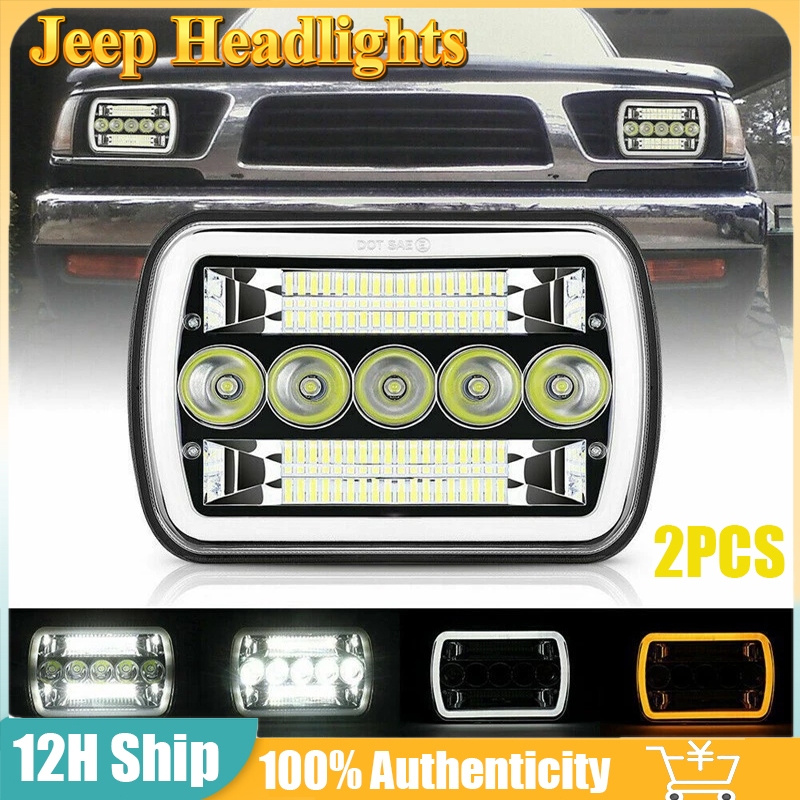 2pcs Jeep Headlights 12V 24V 5x7 LED Car Headlight 45W 7 Inch Lights ...