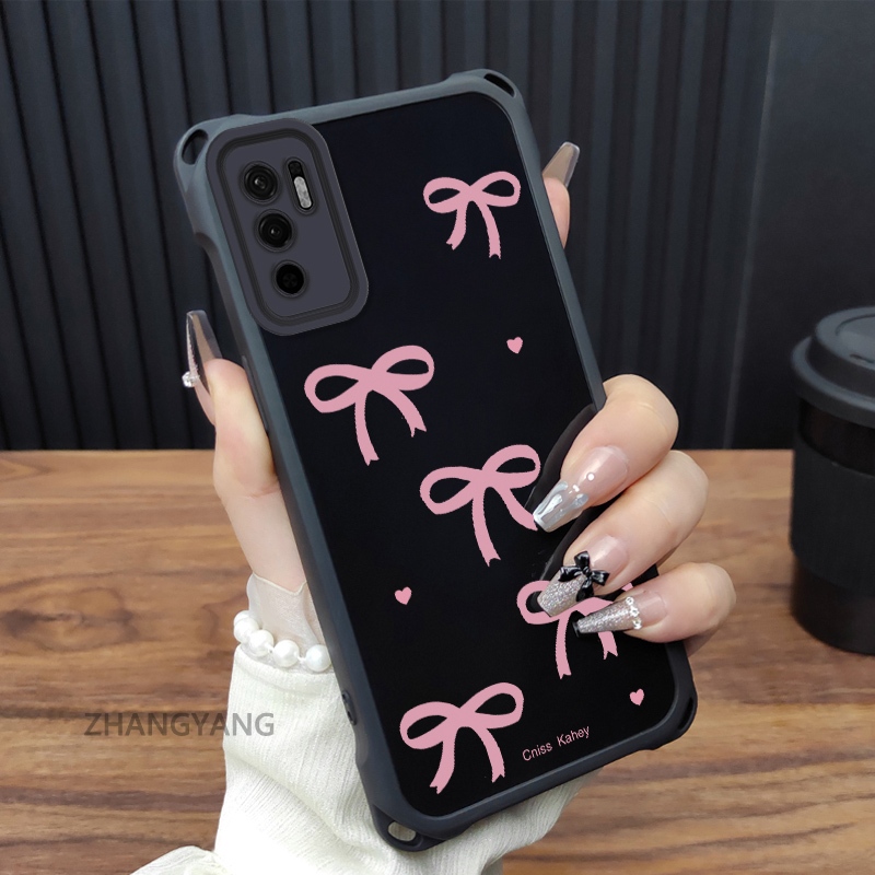 Case For Redmi note 10 5G Silicone four corner anti drop TPU pink bow ...