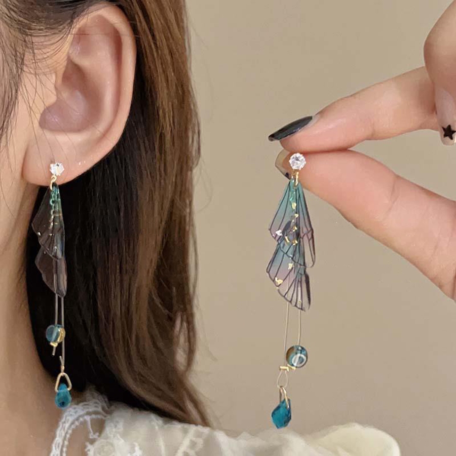 Retro Style Cicada Wings Tassel Earrings Niche Design Classical ...