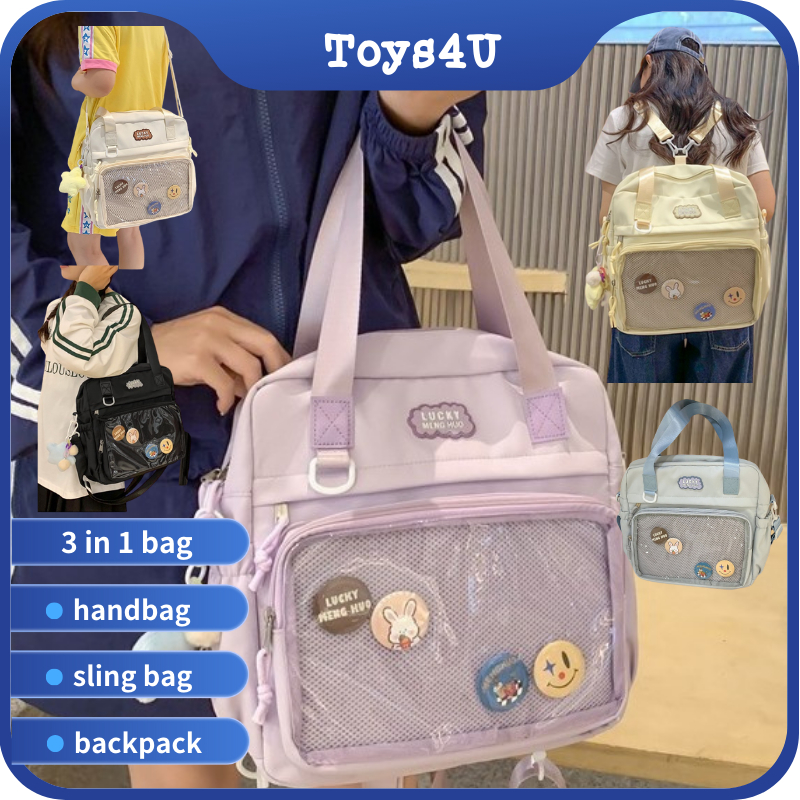 Big Capacity Clear Front Pocket 3-way Ita Bag Concert Bag Casual School ...