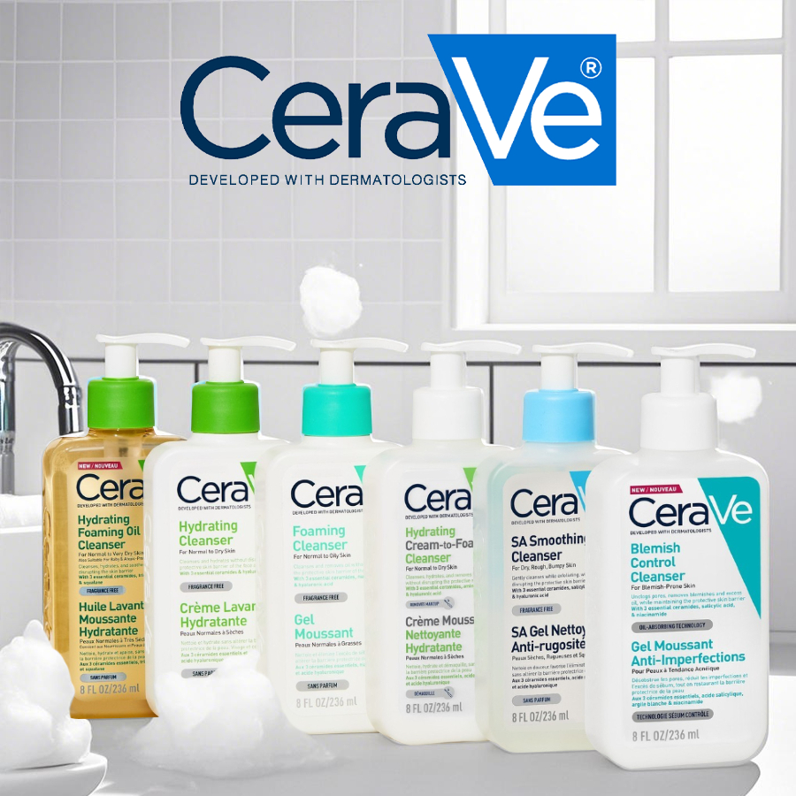 Cerave Cleanser & Lotions Bundle | SA Retinol for Acne Eczema Dry Skin ...