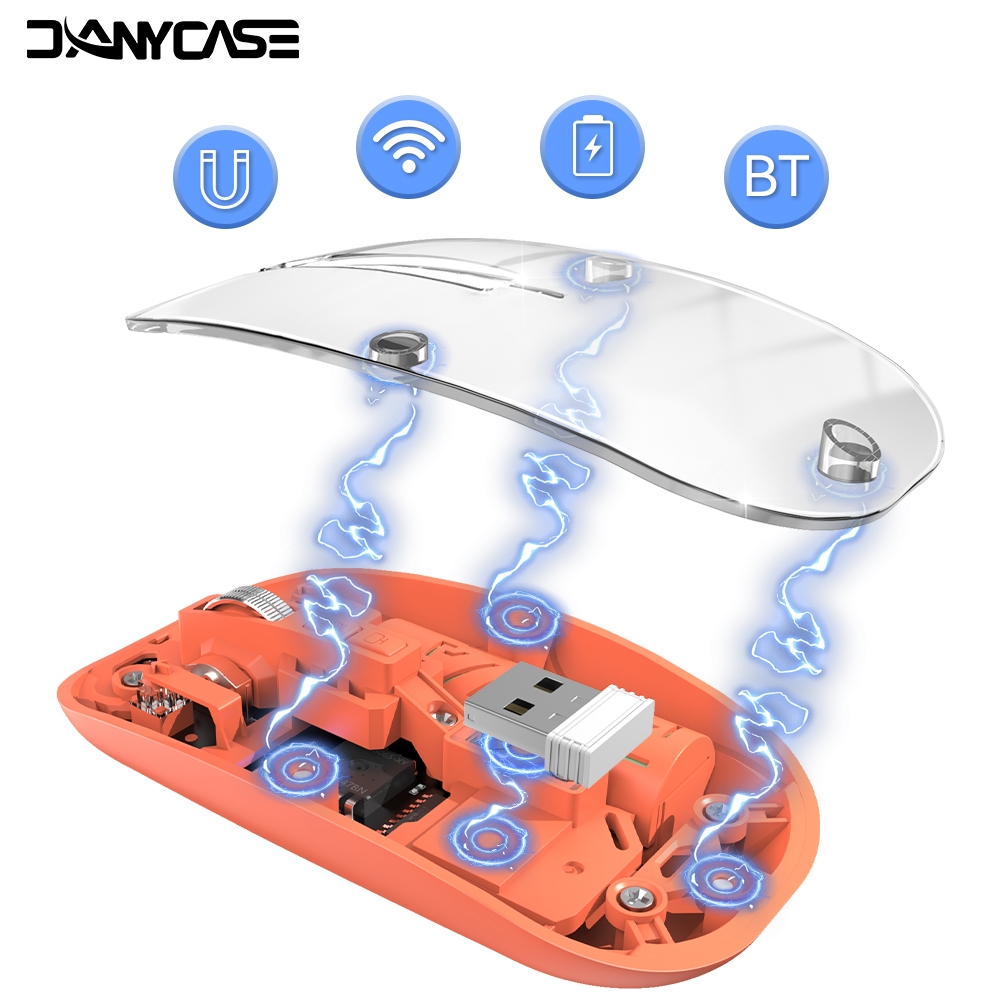 DANYCASE Dual Mode Transparent Mouse Wireless Mouse 2.4G Bluetooth for ...