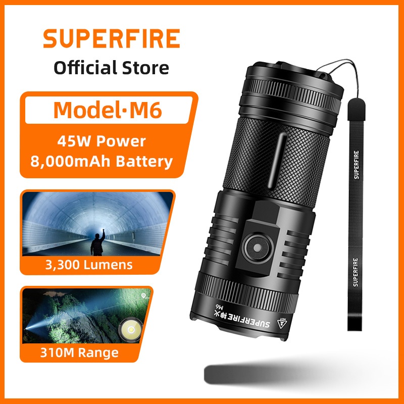 SUPERFIRE M6 45W Super Bright LED Flashlight 3000 Lumens Outdoor ...