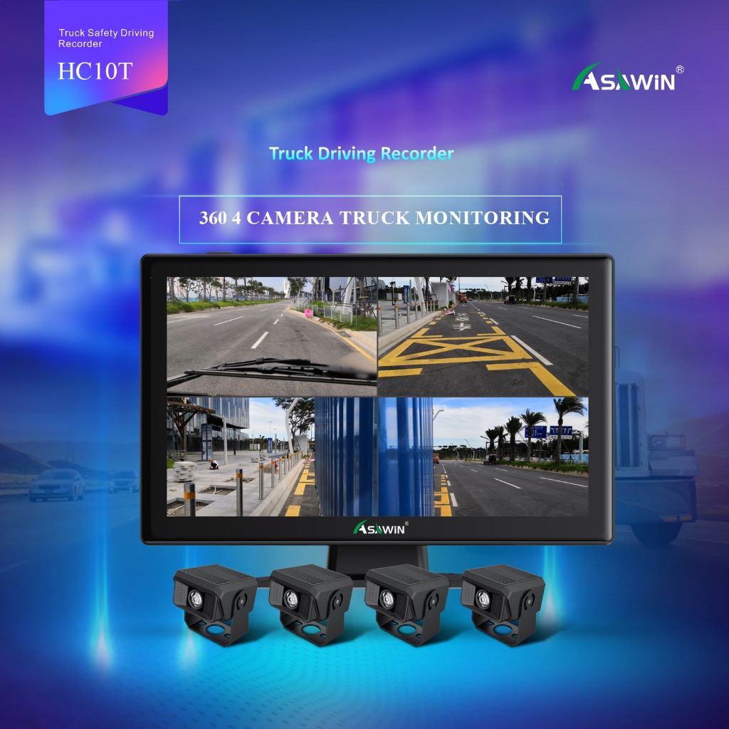 10 Inch Monitor Truck Lorry 360 Degree Driving AHD Camera 4 Channels ...