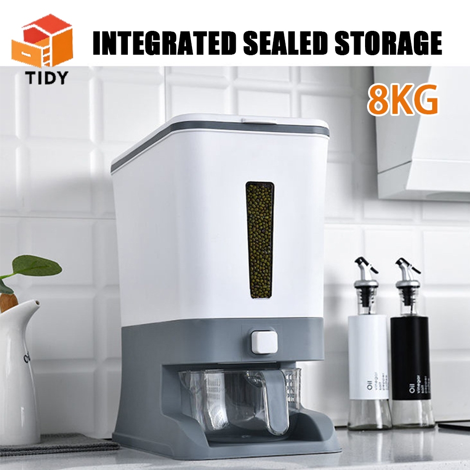 TIDY 8KG Rice Dispenser Food Organizer Container Automatic Rice ...