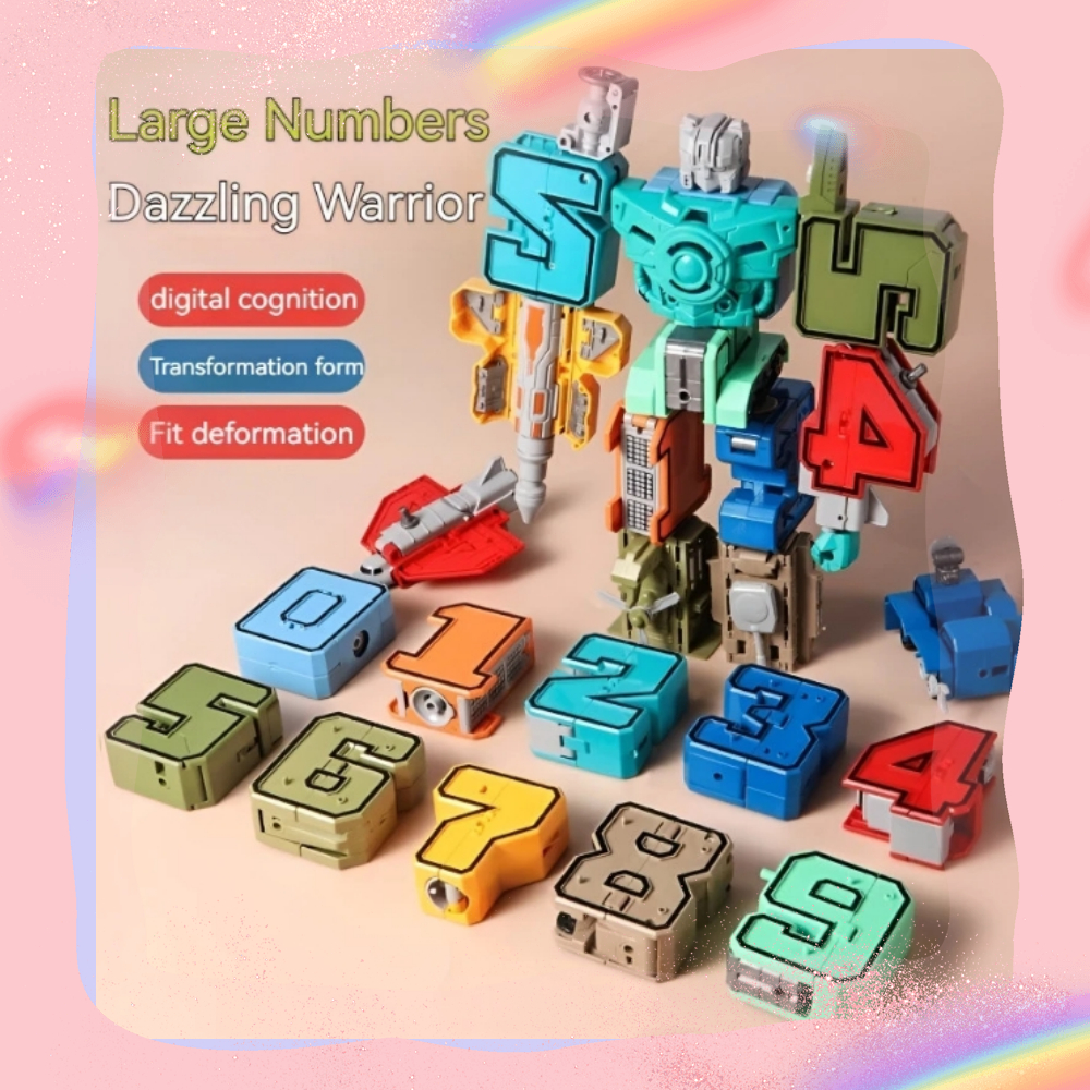 10 PCS Number Deformation Robot Toys Assemble Building Blocks Digital ...