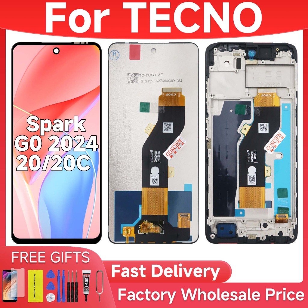 Tecno Spark Go 2024 BG6 Spark 20 20C KJ5 BG7 LCD Display Touchscreen Digitizer Panel LCD with ...