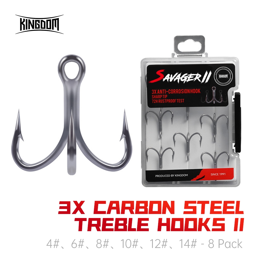 Kingdom Barbarian-II Fishing Hook 8pcs/box 4# 6# 8# 10# 12# 14# Carbon ...