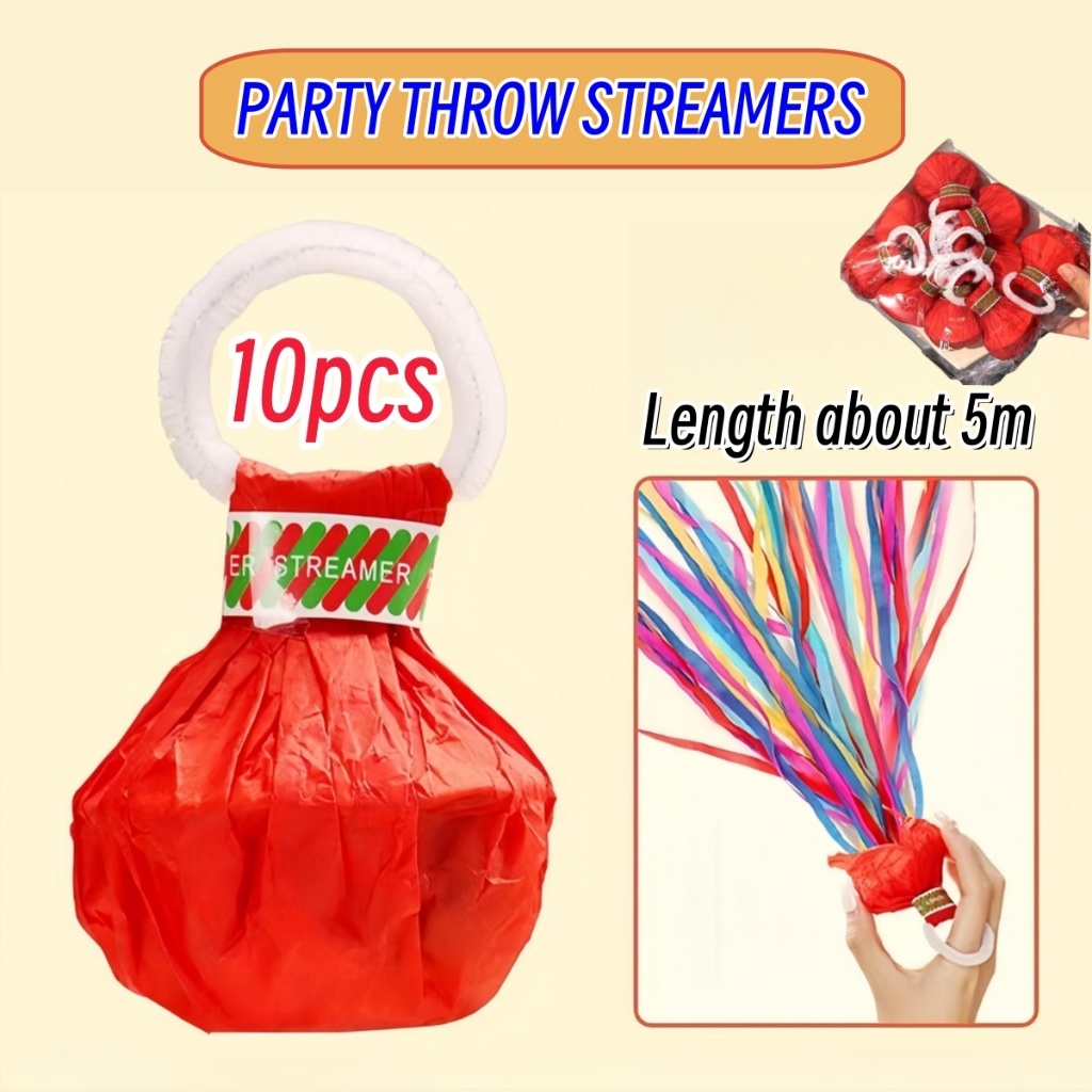 10pcs Colorful Hand Throw Streamer Wedding Ribbon Birthday Party ...