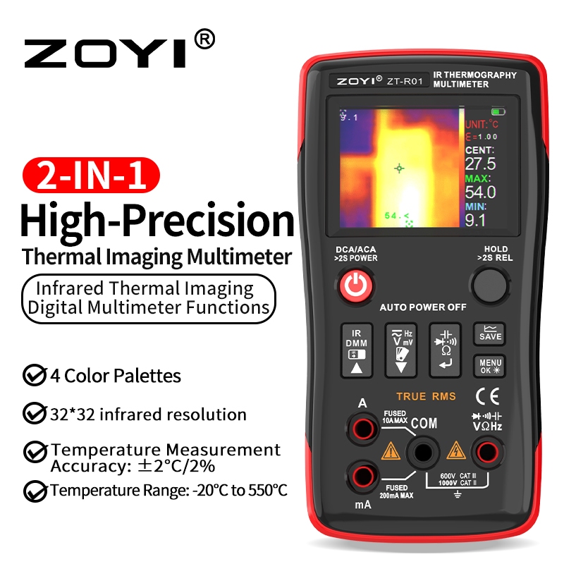 ZOYI R01 Infared Thermal Imager -20~550 ํC Digital 25000 Counts ...