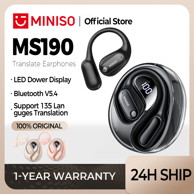 MINISO MS190 Al Smart Real-Time Translation Open Ear Wireless Earphone ...