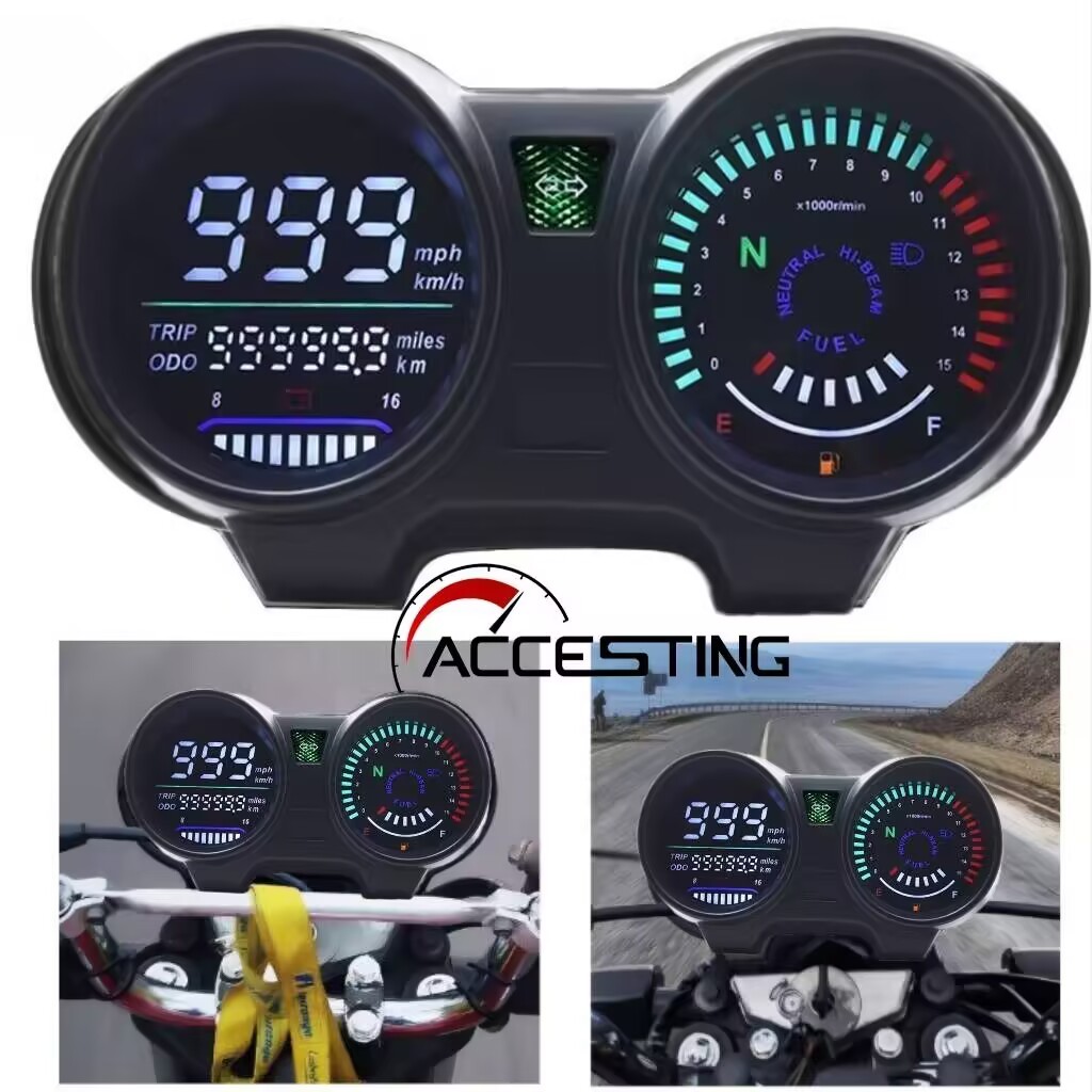 Motorcycle Speedometer Digital Meter LED Speedometer Panel rpm Speed ...