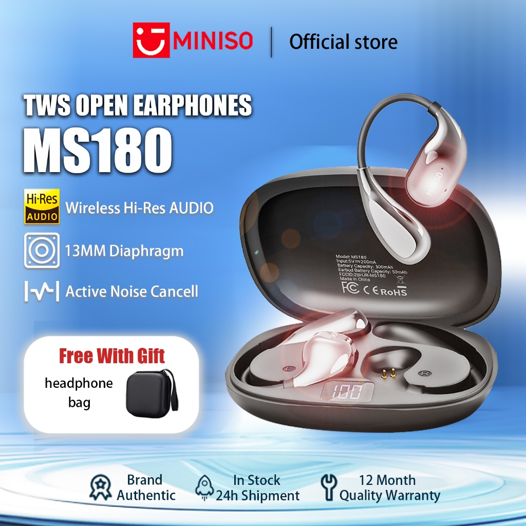 MINISO MS180 TWS Bluetooth Earphones Wireless Earbuds Ear-hook ...