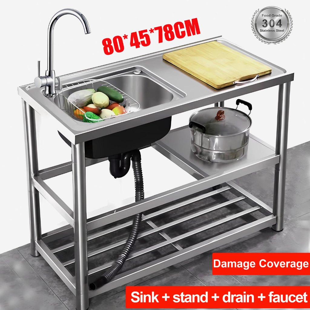 【High quality】 304 Stainless Steel Sink with stand lababo stainless ...