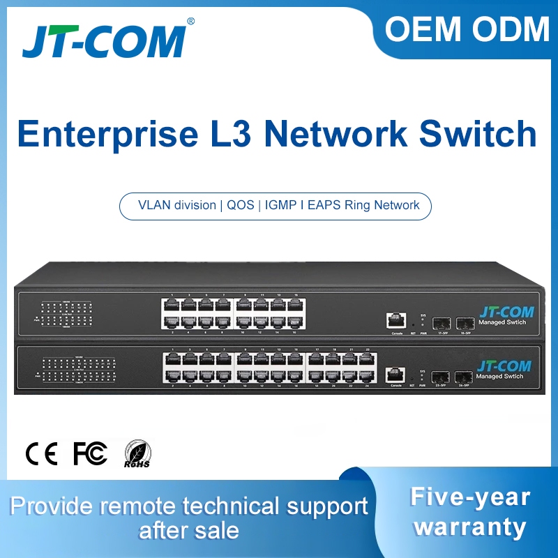 JT-COM 24-Port Managed Gigabit Switch - 16/24/8 RJ45 Ports + 4x 10G SFP ...