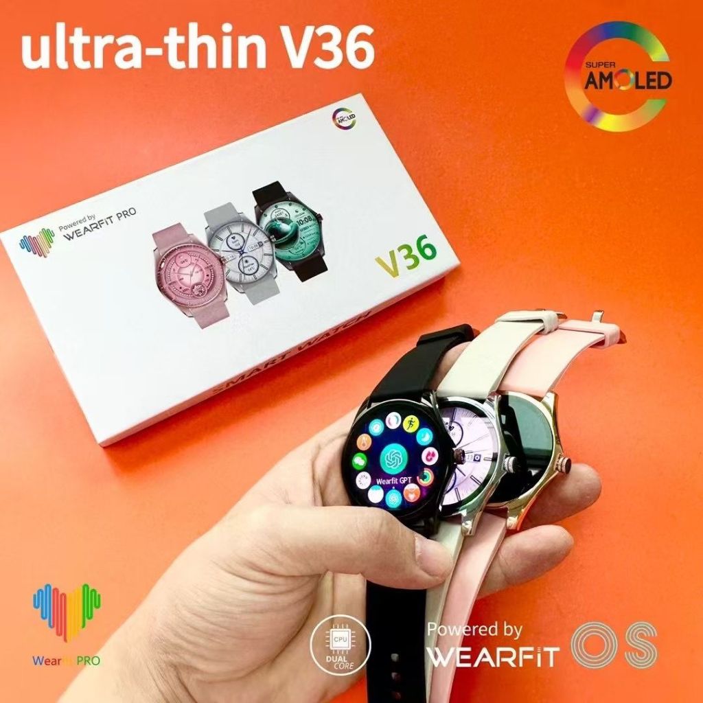 2025 Ultra thin Smart Watch For woman V36 round AMOLED Screen Sports Bracelet Bluetooth Calling ...