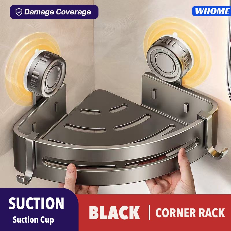 WHOME Suction Cup Bathroom Organizer Rack Wall Mounted Corner Rack ...