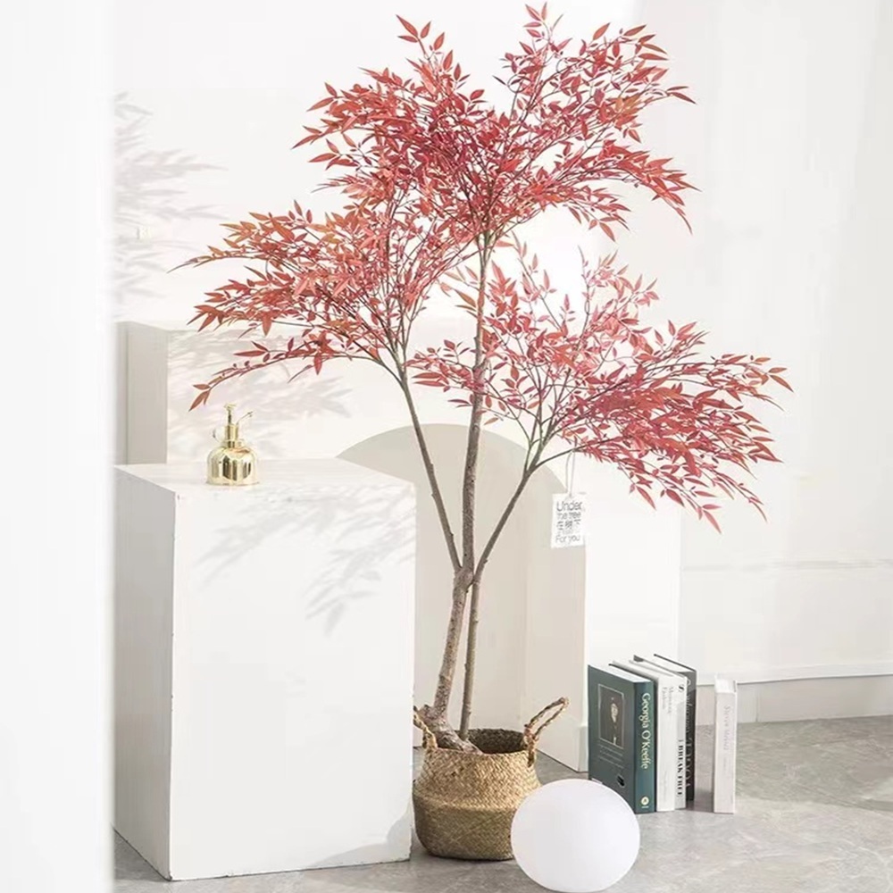 Artificial tree, Red Bamboo Tree,Height: 5.3Ft/63in, Maintenance-free ...