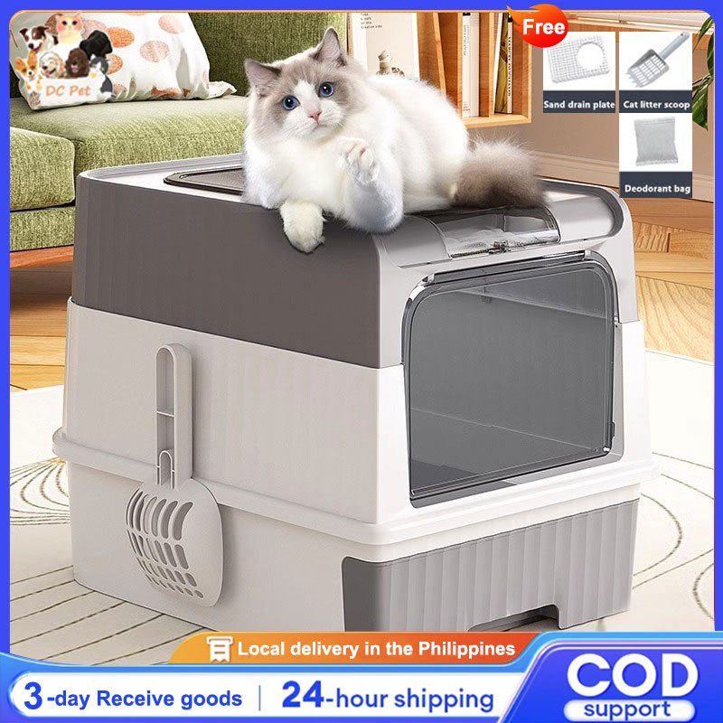 Large Cat Litter Box With Top Entry Anti Splash Fully Closed Cat Litter ...