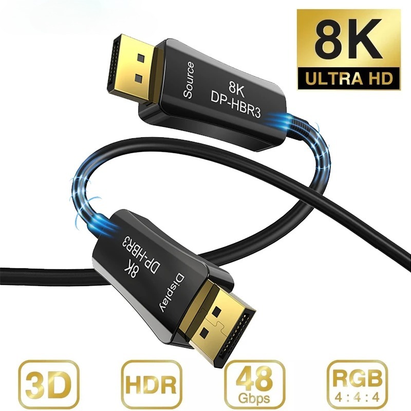 5m 10m 20m 30m 50m 80m 100m 8K Fiber Optic Displayport 1.4 Cable DP to ...