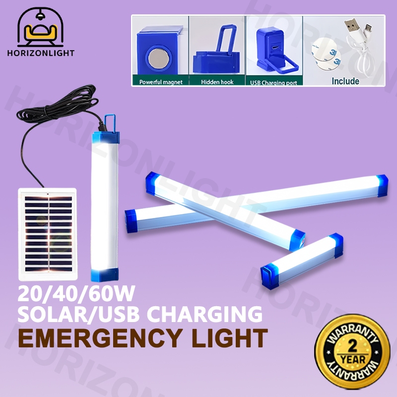 Solar Emergency Light Lamp Tube With Panel Rechargeable Light Outdoor ...