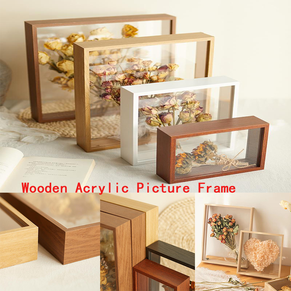 1 PCS Wooden Hollow Dried Flower Plant Photo Frame Double-sided ...