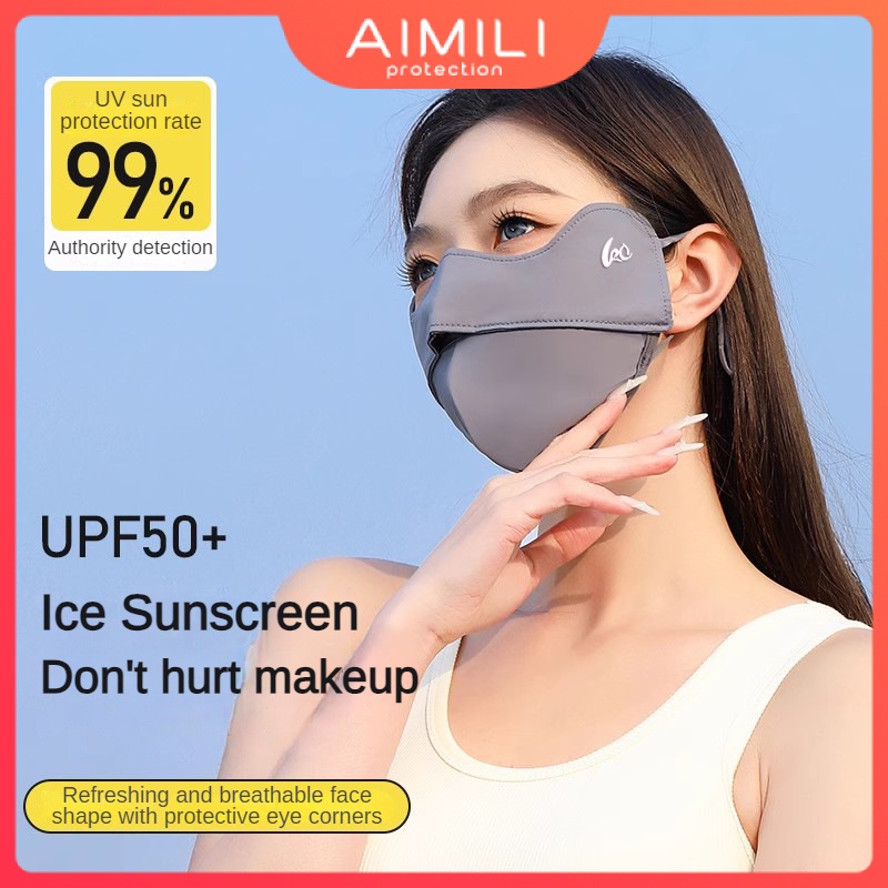 【1-3PC SET】All day sun protection! Ice silk antibacterial mask 5D fish ...