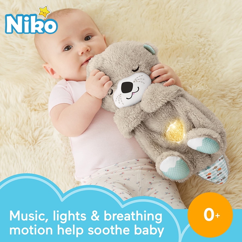 NIKO Breathing Otter Stuffed Toys with Sound Music Lights Baby Doll ...