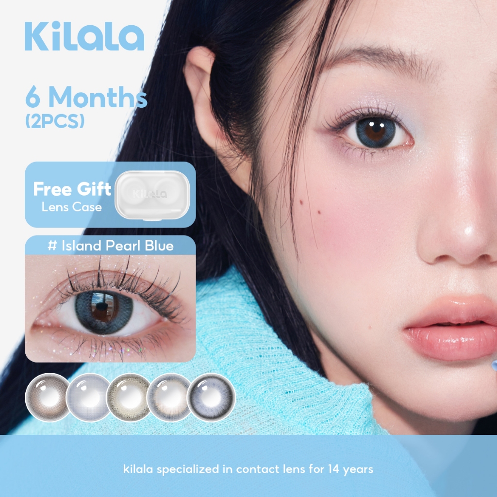 Kilala 6-Month Disposable Colored Contact Lenses Soft Island Pearl Blue ...
