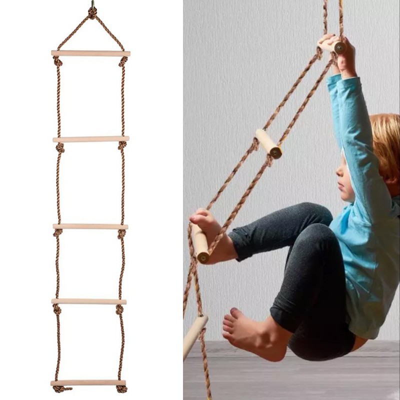 Hanging Rope Ladder for Kids Climbing Obstacle Wooden Swing Climbing ...