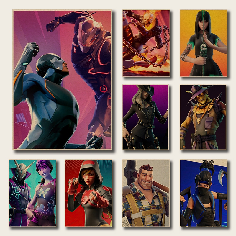 Fortnite Poster Prints: VintageKraft Paper Collection for Cafe, Bar ...