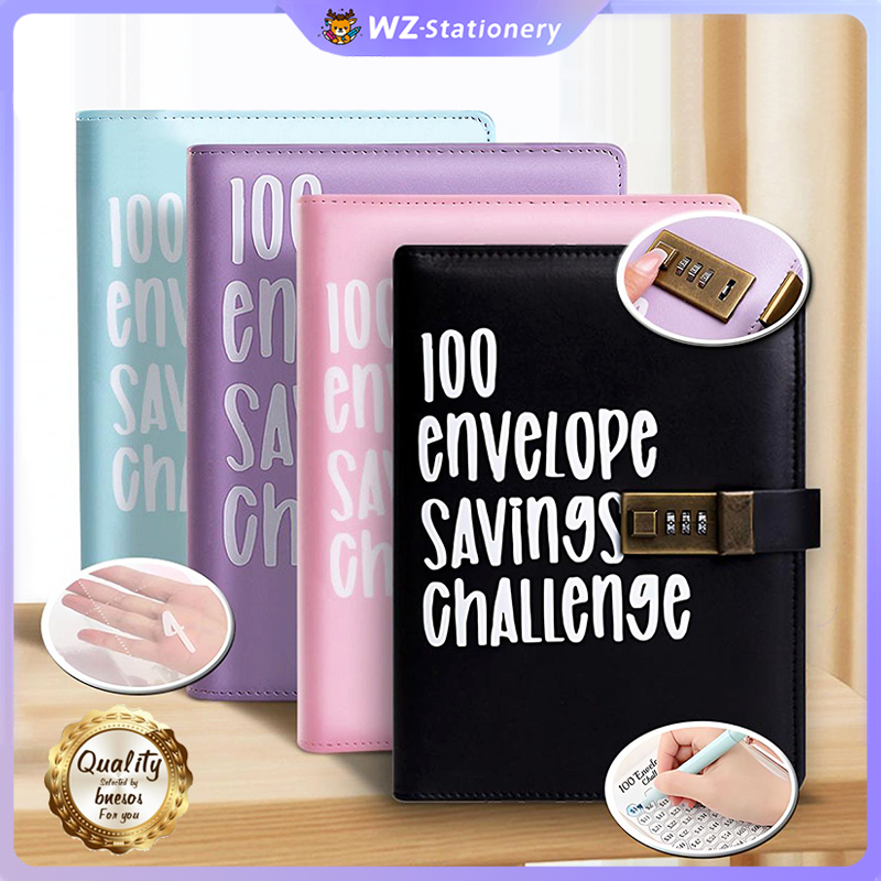 100 Envelope Savings Challenge Binder Money Binder Color Pu Leather ...