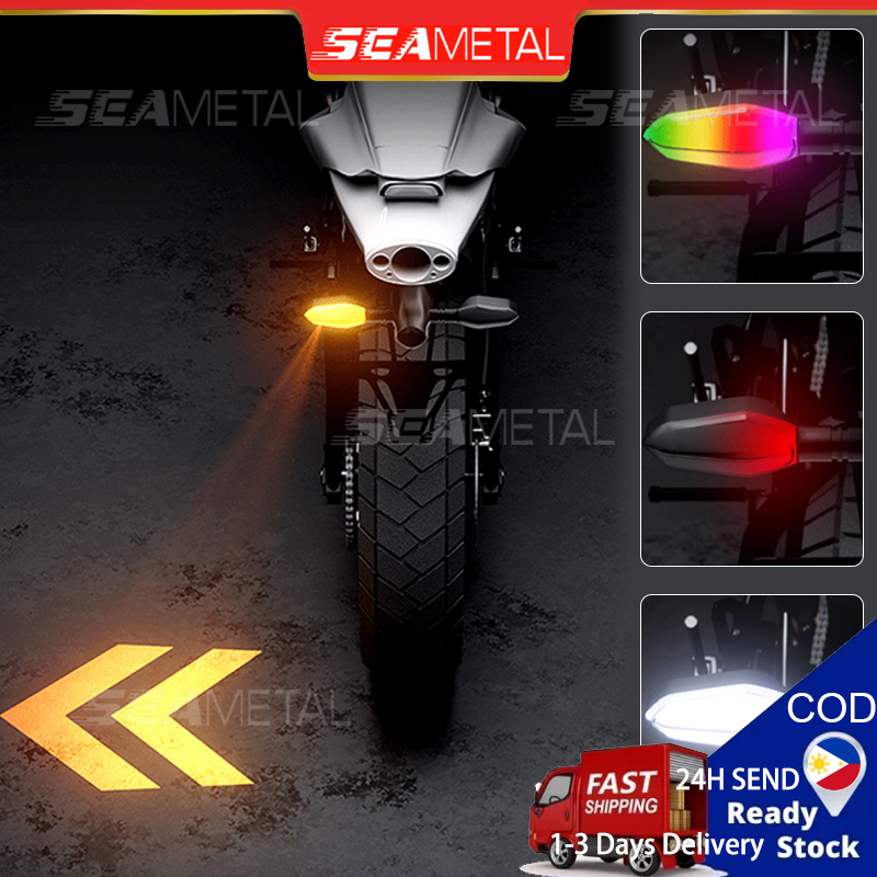 SEAMETAL New Style Motorcycle LED Turn Signal Light Color Projection ...