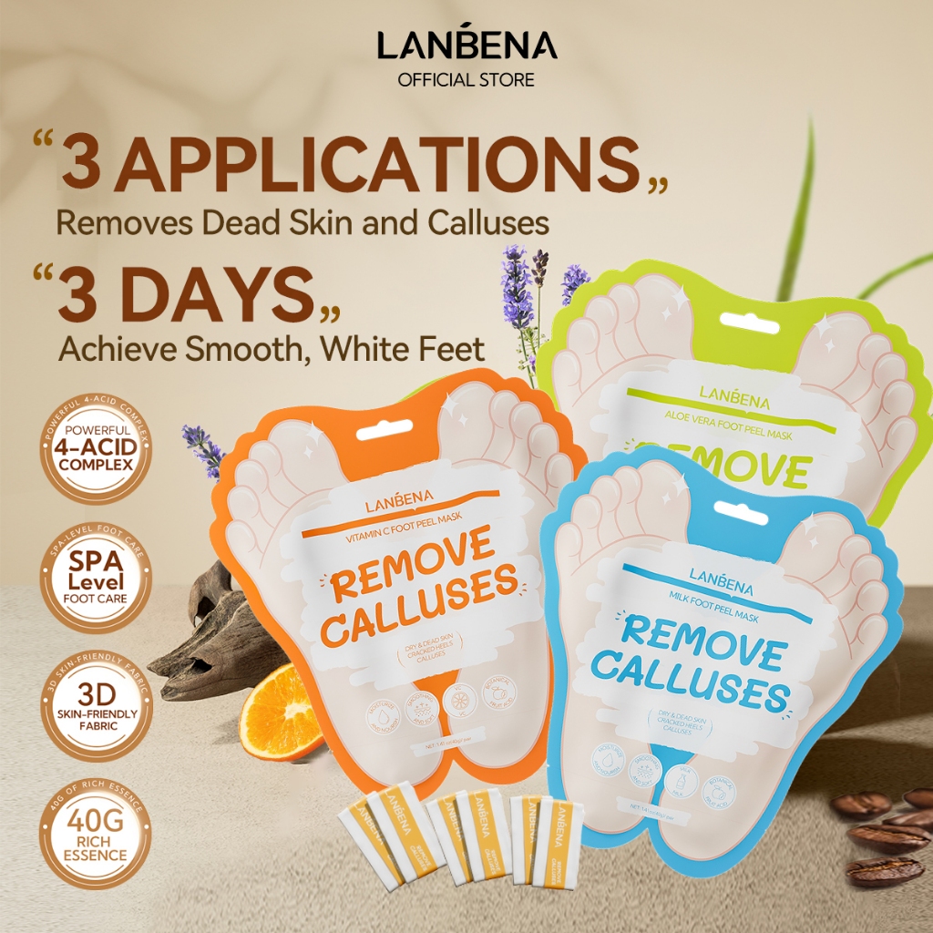 LANBENA Exfoliating Foot Mask Foot Whitening Feet Mask Foot Peeling Off ...