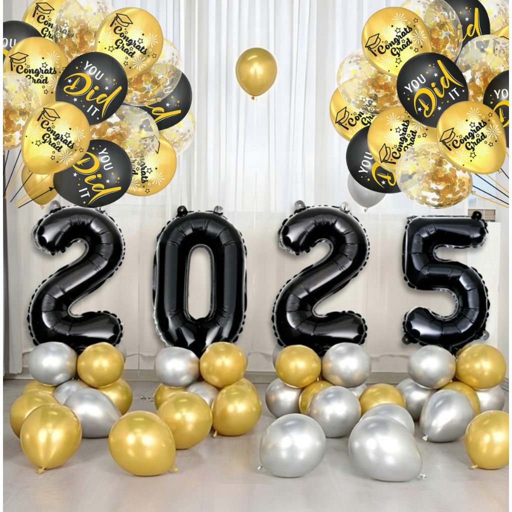 Number Balloon 32 Inch Super Large Black Foil Congratulations Balloon ...
