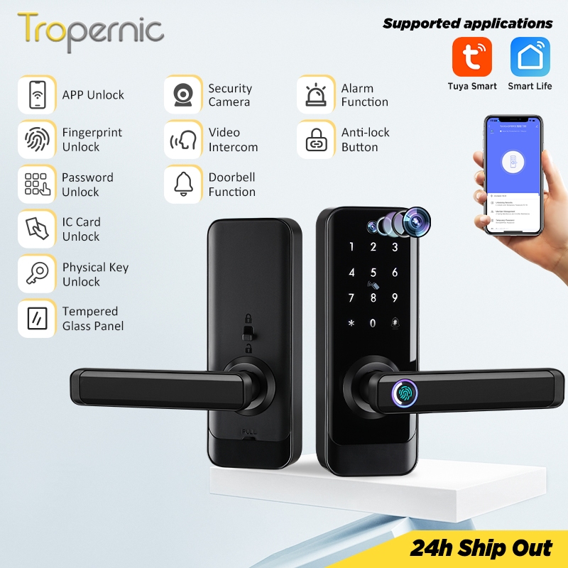 【Intercom Function】Tuya WiFi Smart Door Lock with Security Camera ...