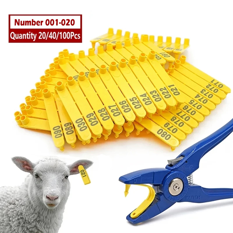 20Pcs Sheep Goat Ear Tag Set Numbered Livestock Mark Label Plastic Tag ...