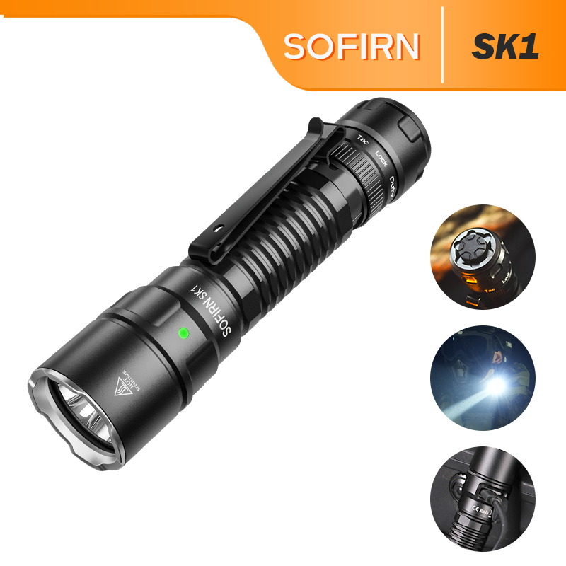 Sofirn SK1 Tactical Flashlight, 1300 Lumens, IP68 Waterproof, Long Throw, Rechargeable, EDC ...