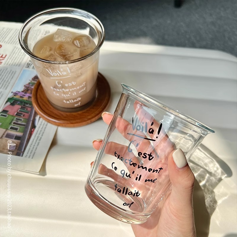 Ins style ice American glass cup, light luxury retro French coffee cup ...