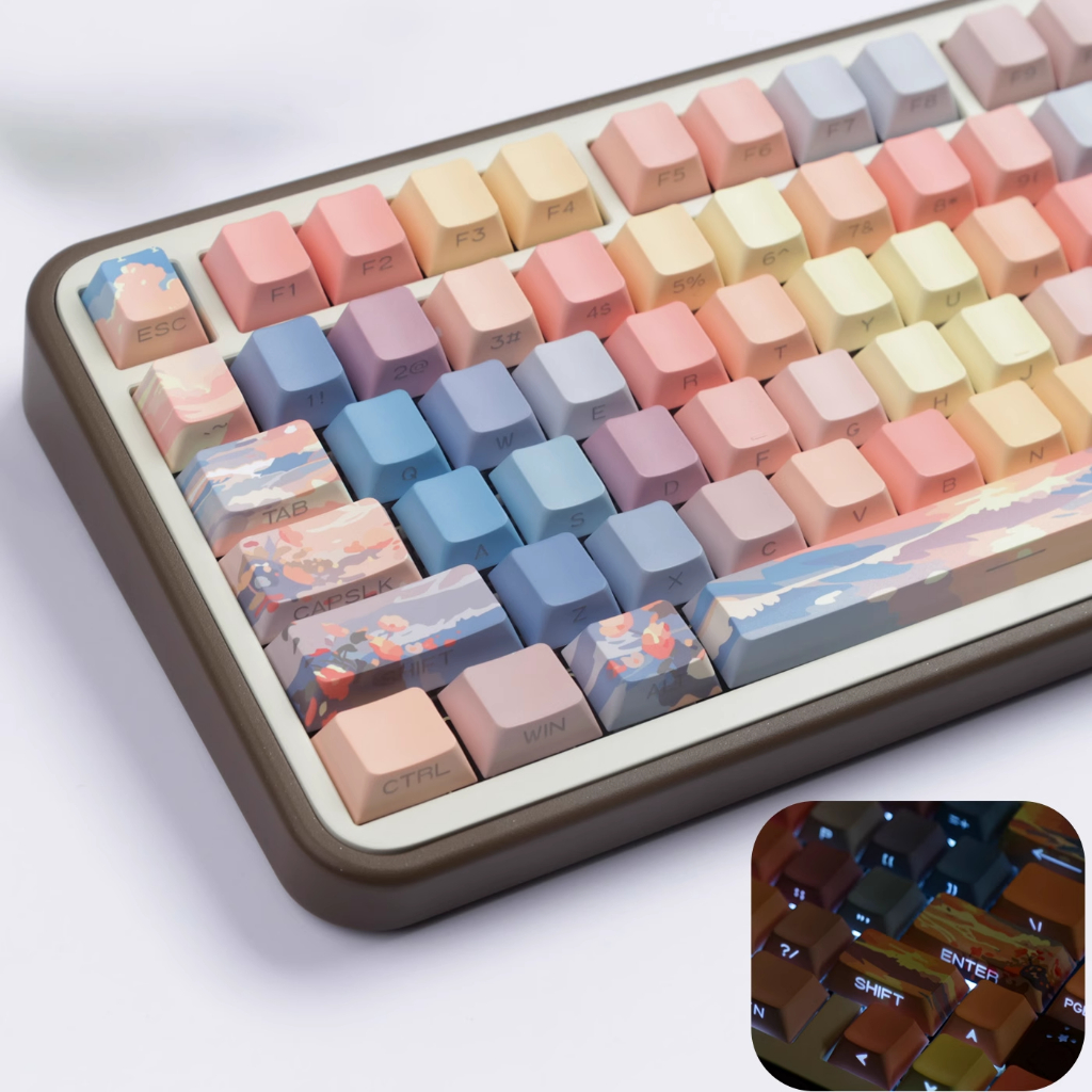 Sunset side transparent keycap 136 key PBT CHERRY Two-color molding ...