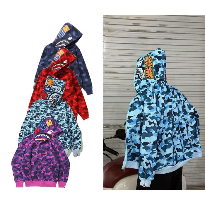 Ins Shark Coat Trendy Brand Loose Embroidered Hooded Zipper Hoodie ...